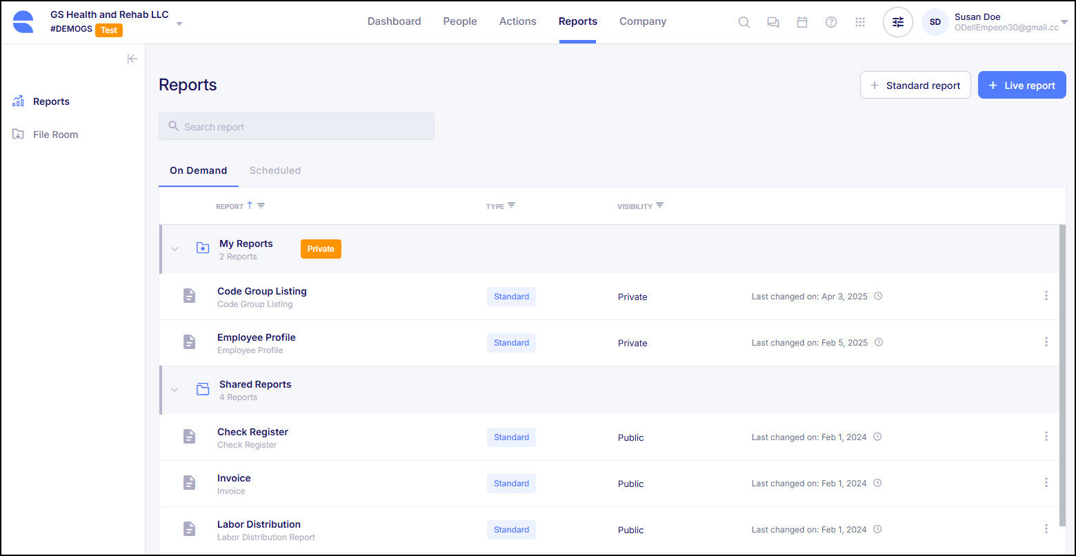Reports in Empeon Workforce